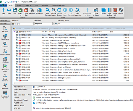TRIM (Content Manager) | The City of Portland, Oregon